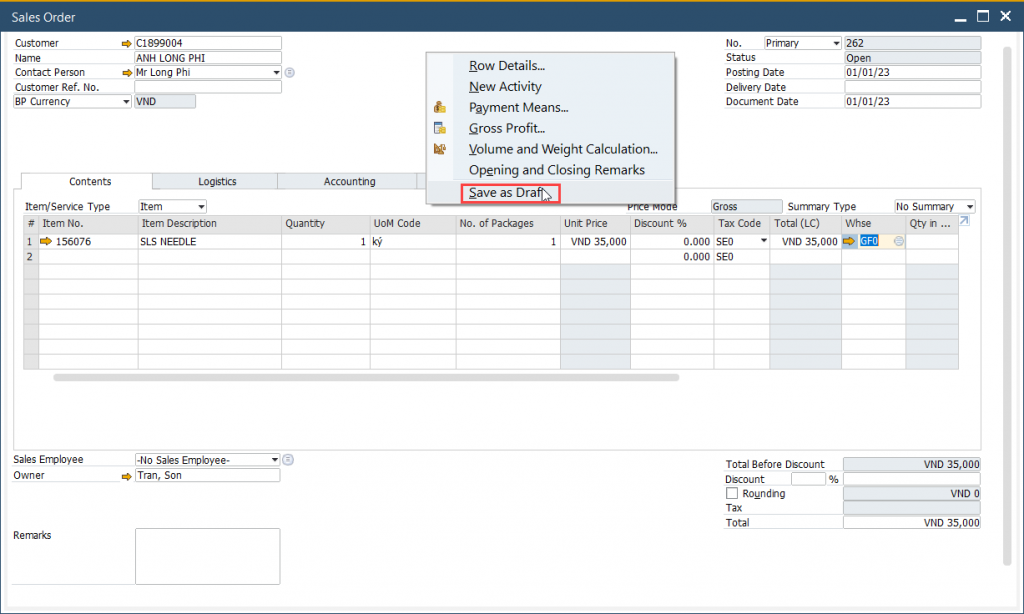 Chức năng lưu nháp (Save as Draft)