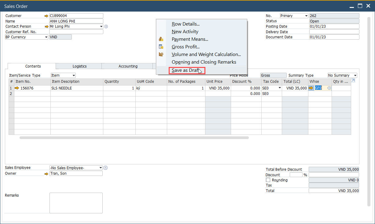Chức năng lưu nháp (Save as Draft)