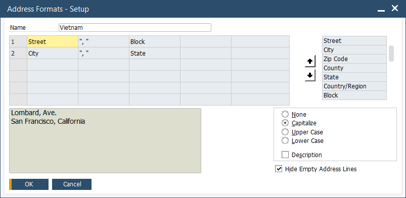 Thiết lập định dạng địa chỉ (Address Formats - Setup)
